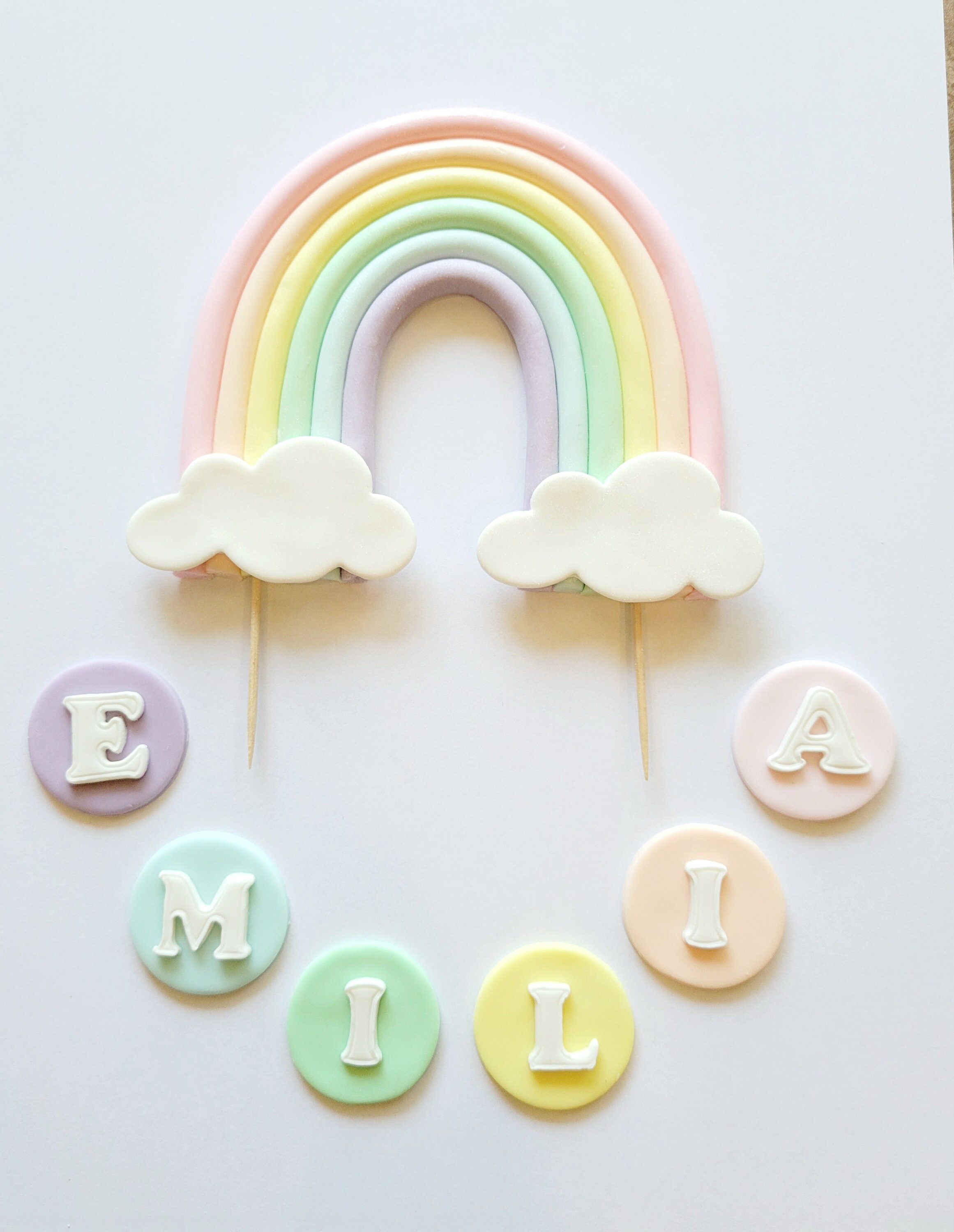 Into the Clouds Fondant Rainbow Cake Topper Pastel - Etsy