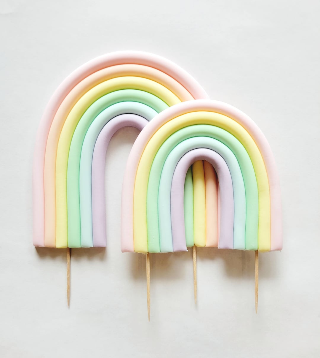 Set of Fondant Rainbow Cake Toppers Pastel - Etsy