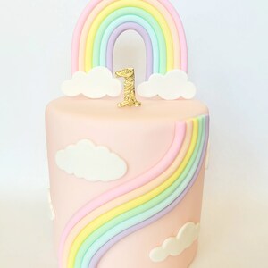 Into the Clouds Fondant Rainbow Cake Topper Pastel - Etsy