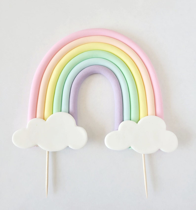 Into the Clouds Fondant Rainbow Cake Topper Pastel - Etsy