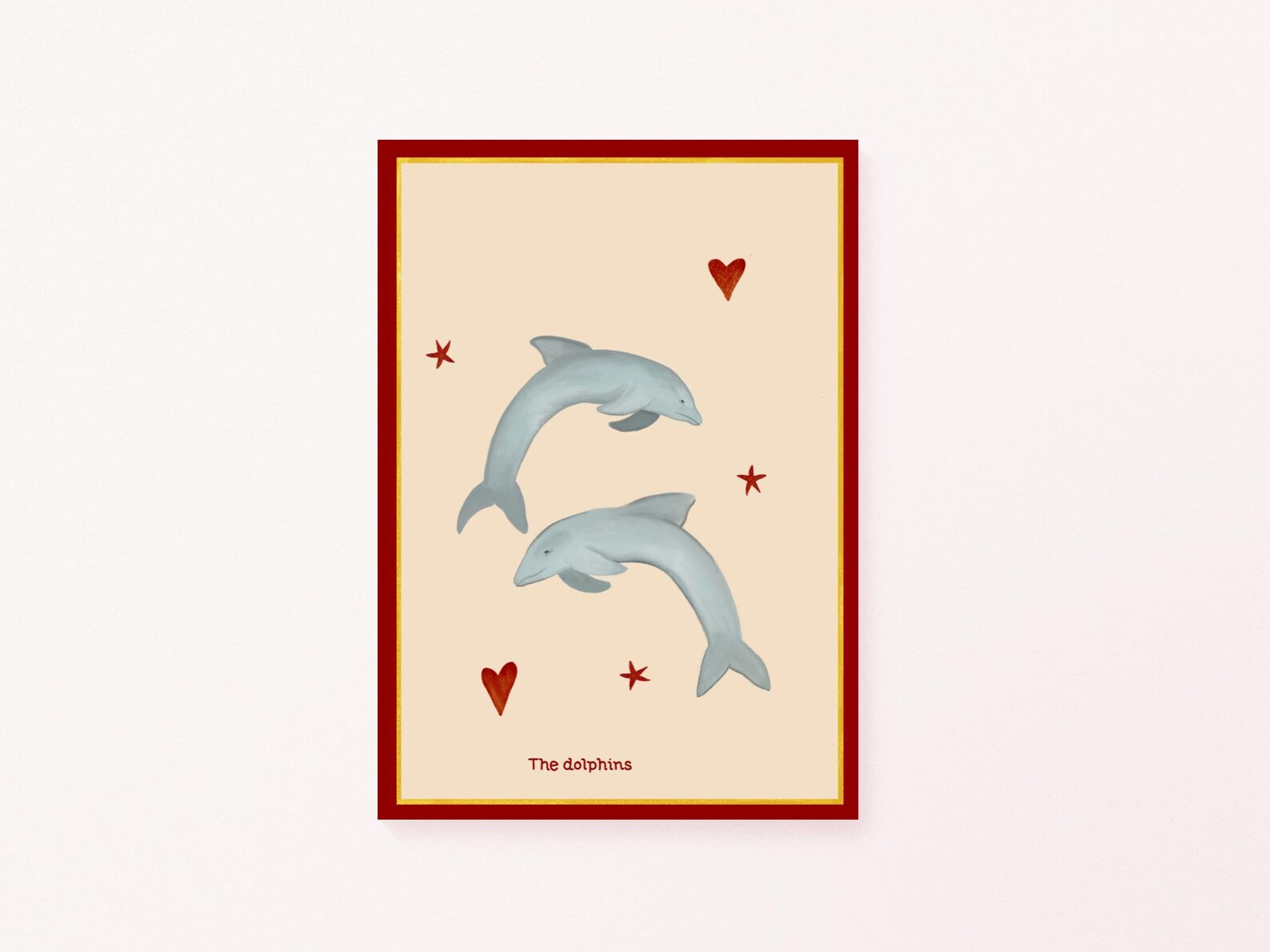 The Dolphins - Red and Blue Dolphin Poster. Sealife, Aquatic, Fish ...