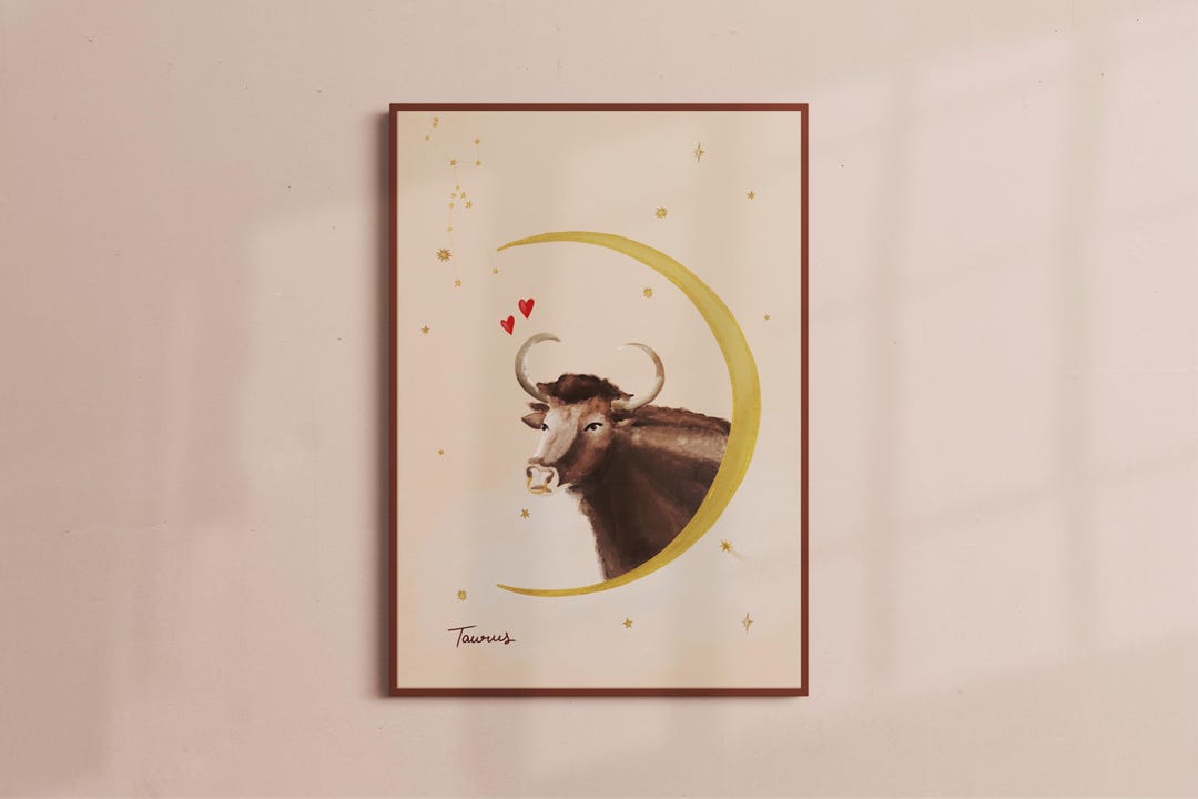 Taurus Art Print. Folk Vintage, Astrological and Ethereal Inspired ...