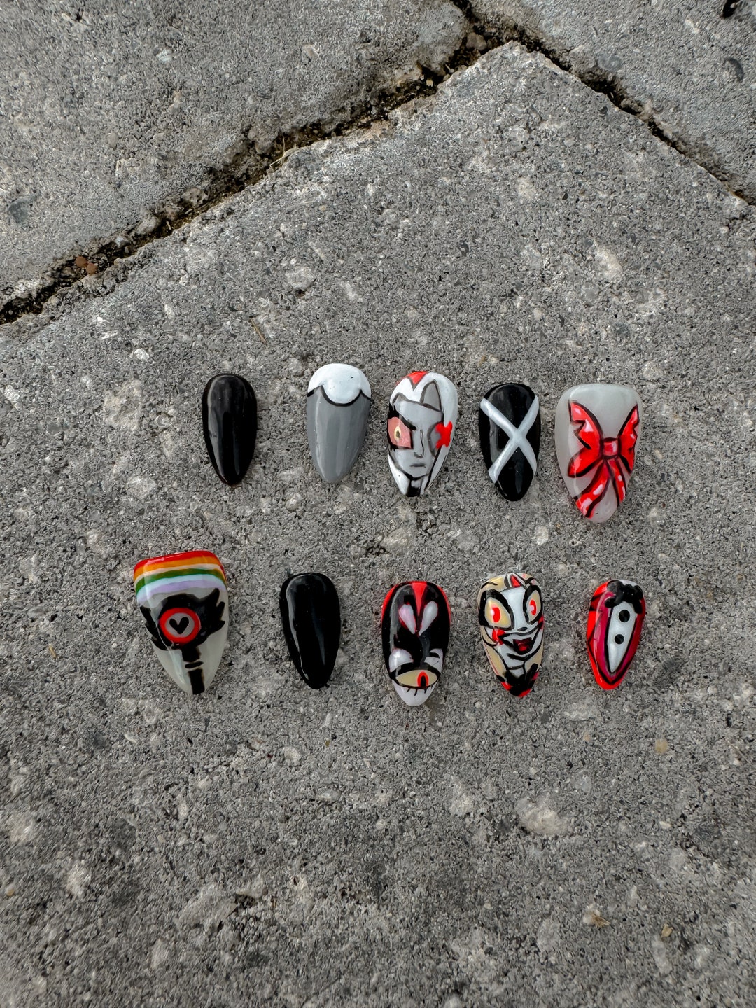 Chaggie Nails Hazbin Hotel Helluva Press on Nails Charlie Morningstar ...