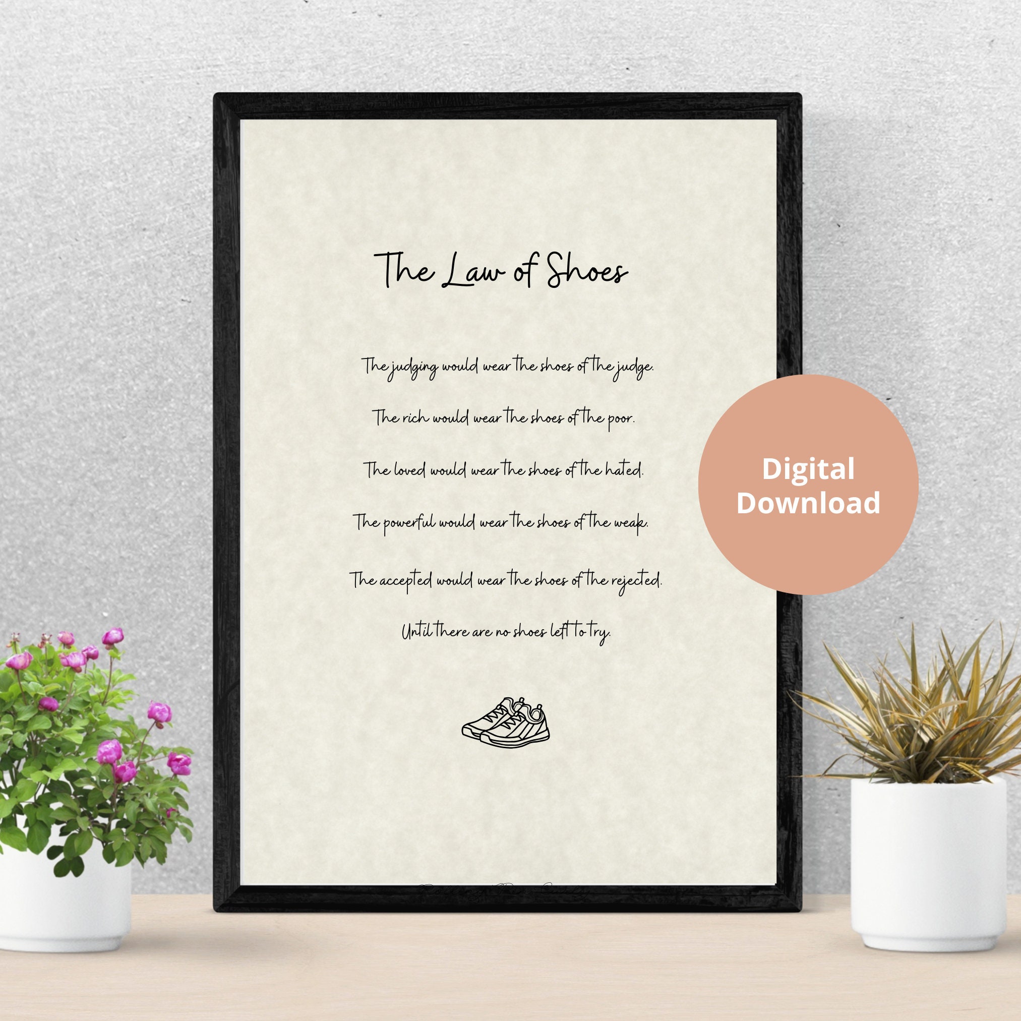 Printable the Law of Shoes Poem | Contemporary Art and Room Decor - Etsy