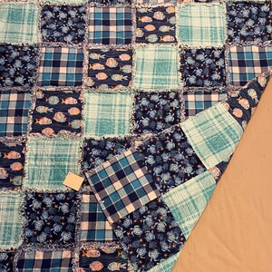 Handmade Rag Lap Quilt-fish / Turtles / Teal / Blue Quilt - Etsy