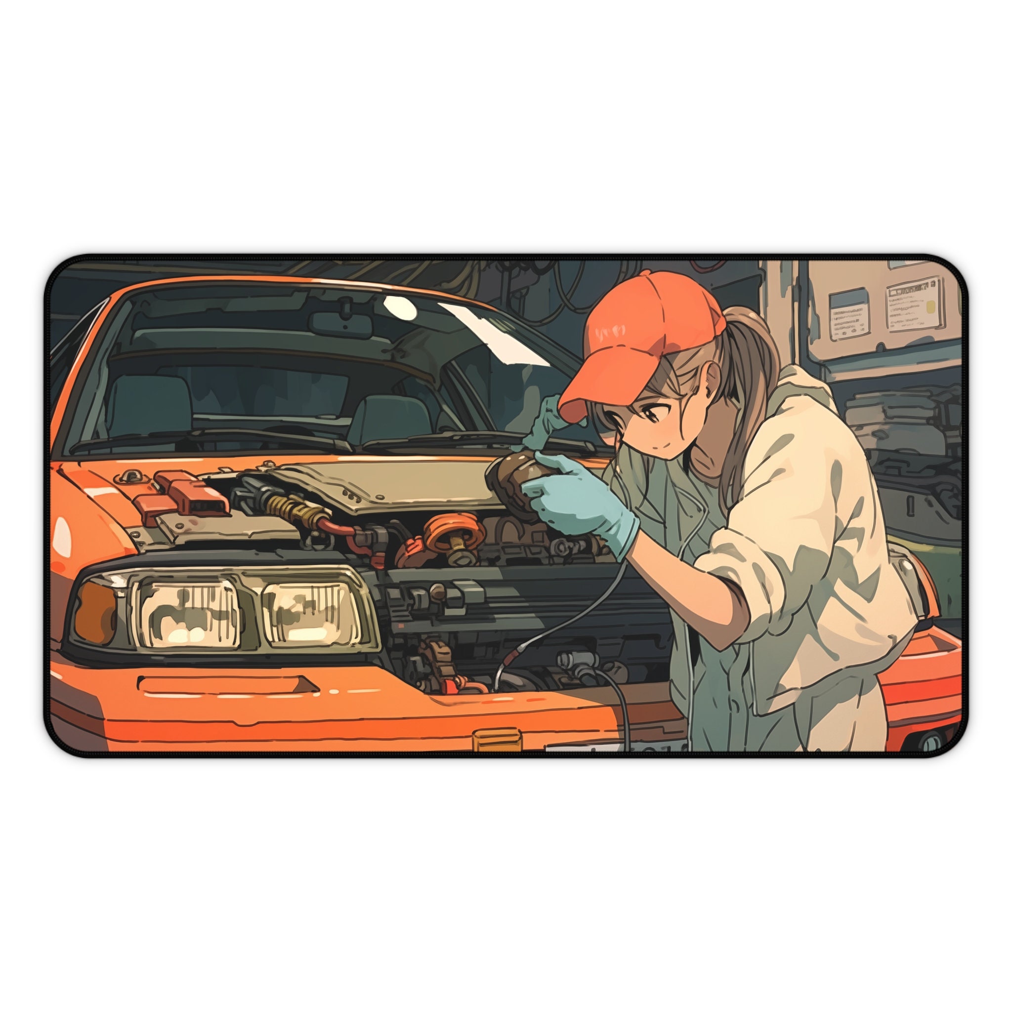 Anime Girl Auto Mechanic Desk Mat - Etsy