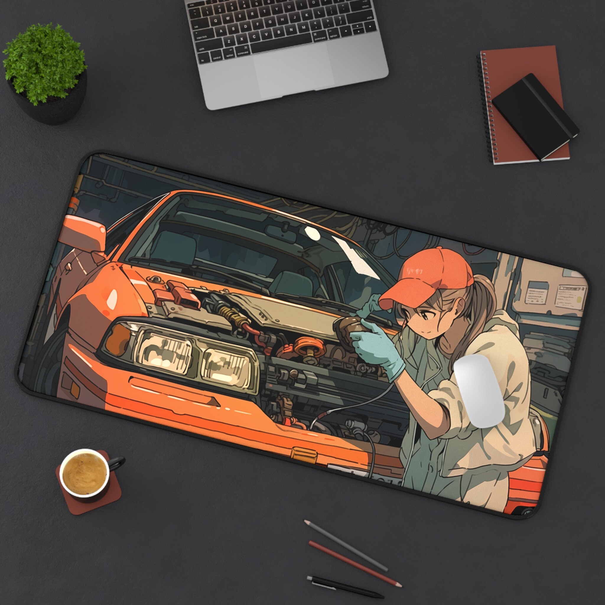Anime Girl Auto Mechanic Desk Mat - Etsy