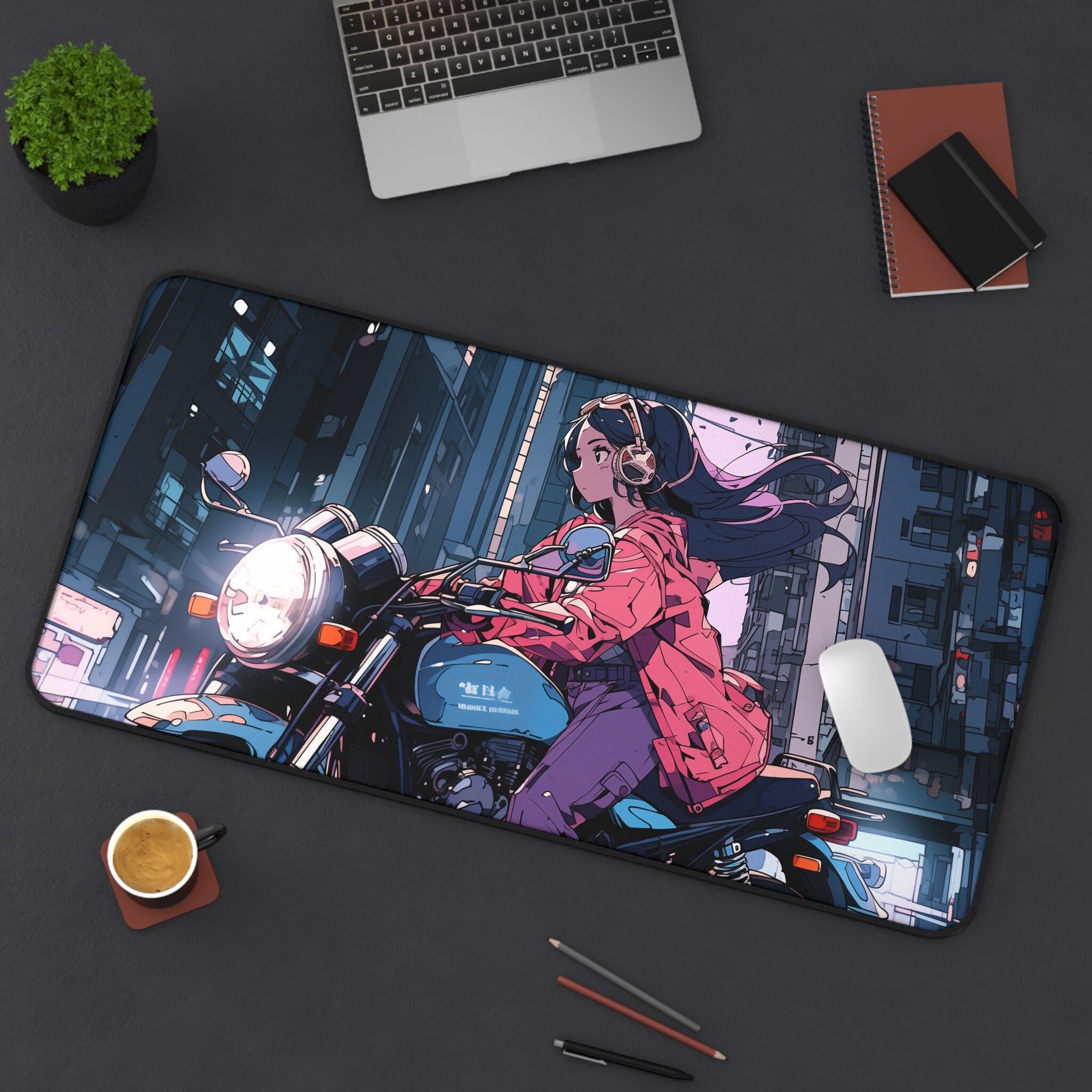 Anime Girl on Motorcycle Desk Mat - Etsy