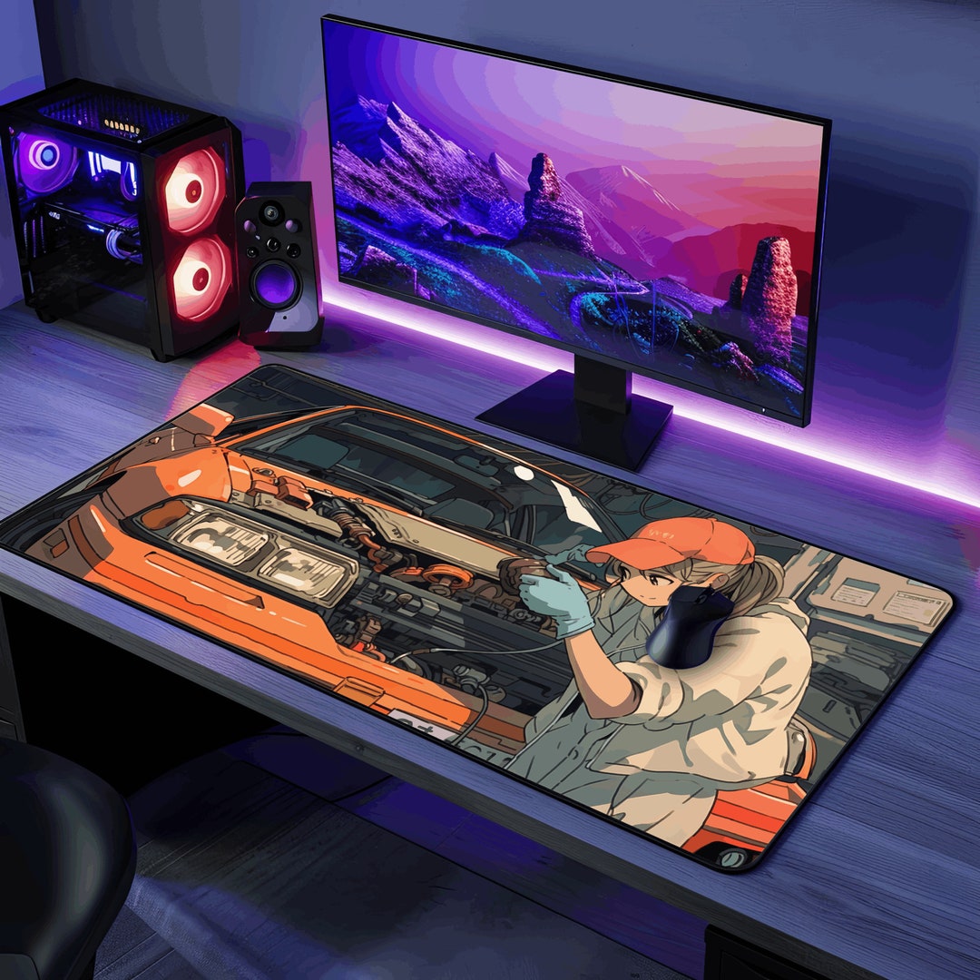 Anime Girl Auto Mechanic Desk Mat - Etsy