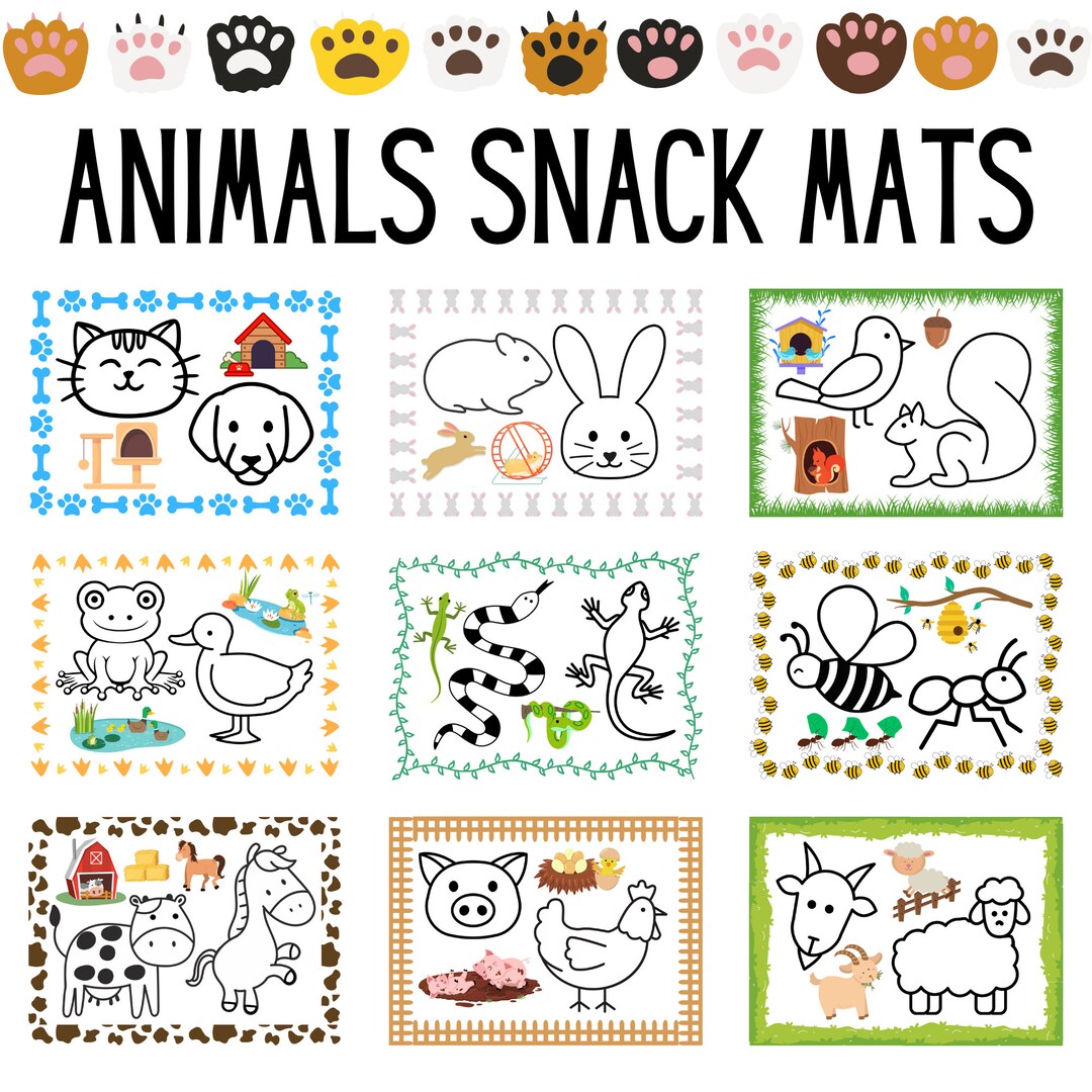 Animals Snack Mats, Printable Placemats for Picky Eaters, Making ...