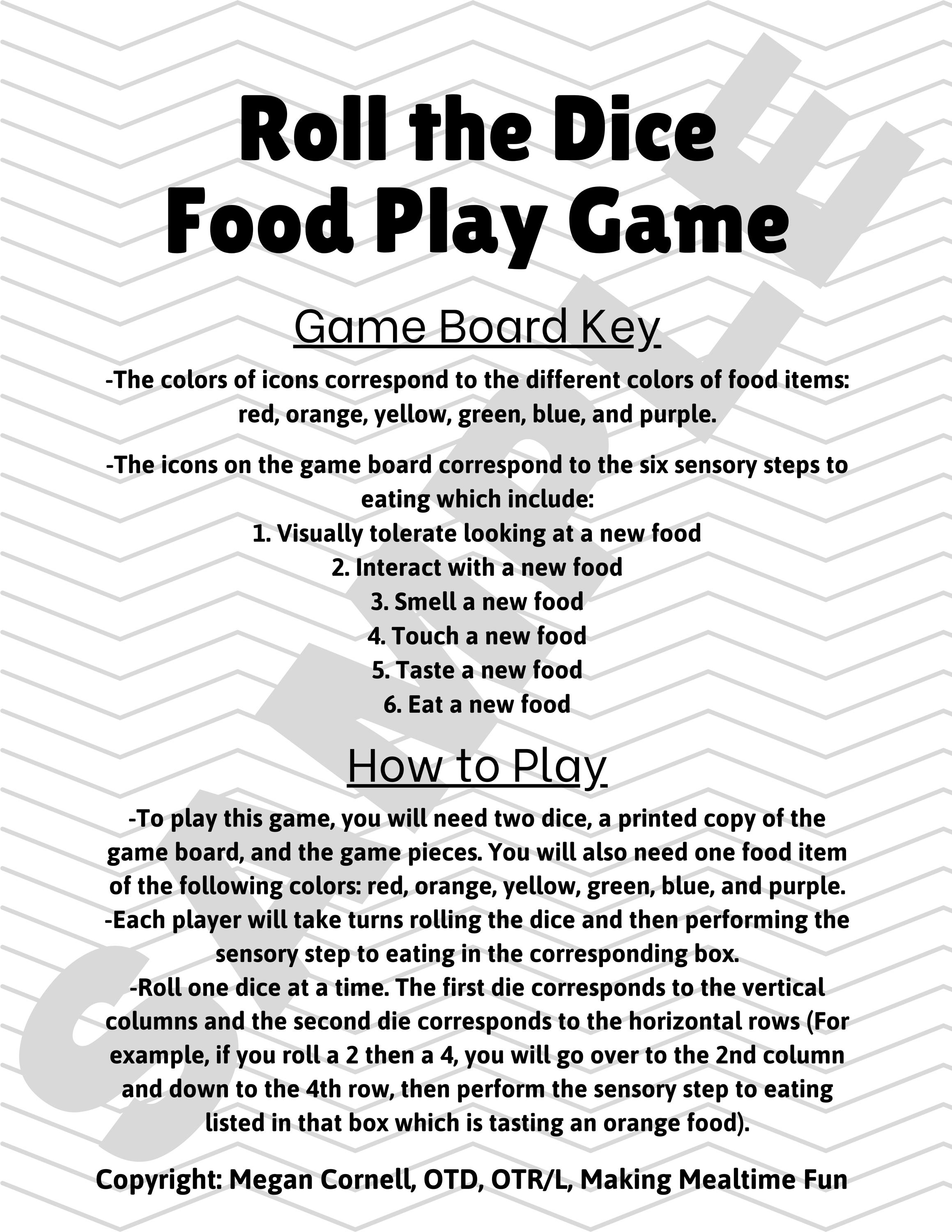 Roll the Dice Food Play Games: Making Mealtime Fun for Picky Eaters ...