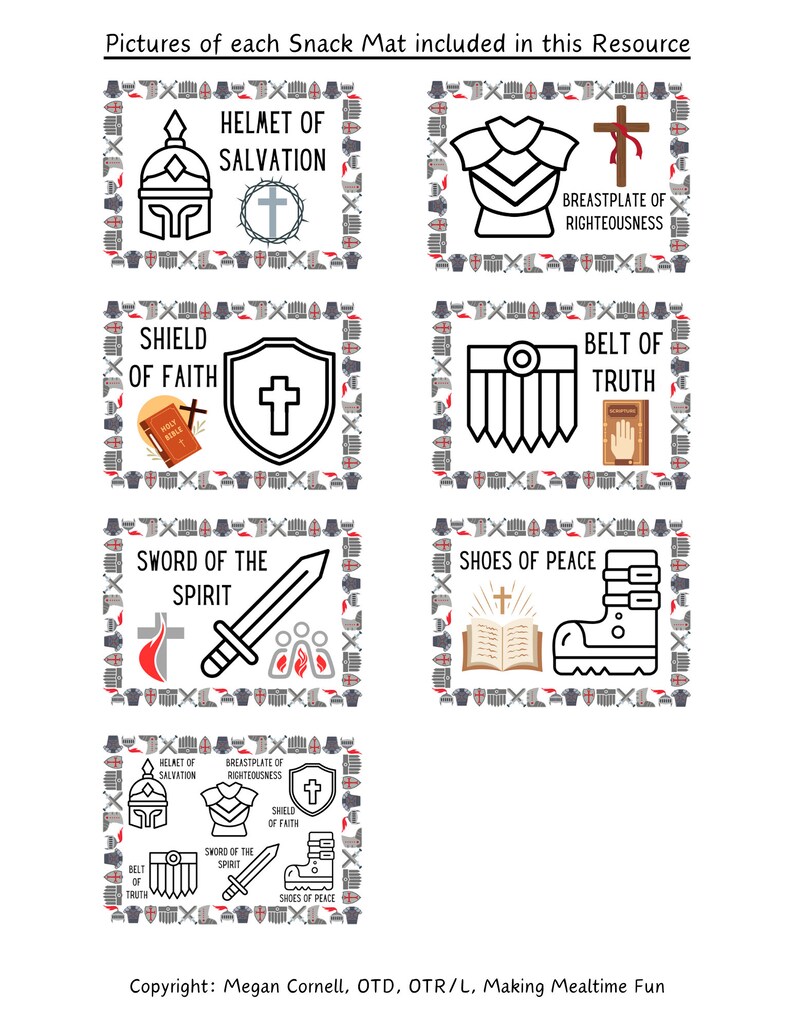 Armor of God Snack Mats, Printable Placemats for Picky Eaters, Making ...