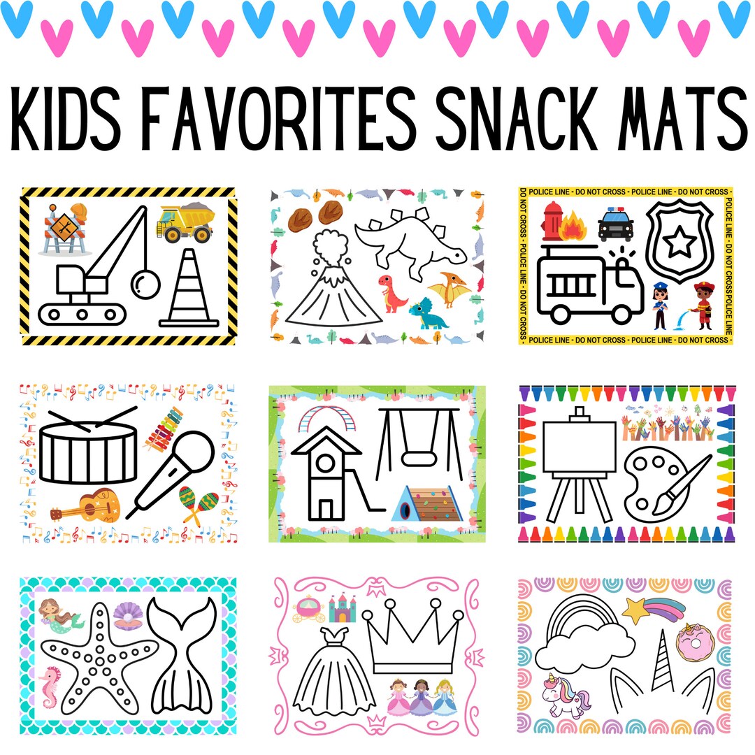 Kids Favorites Snack Mats, Printable Placemats for Picky Eaters, Making ...