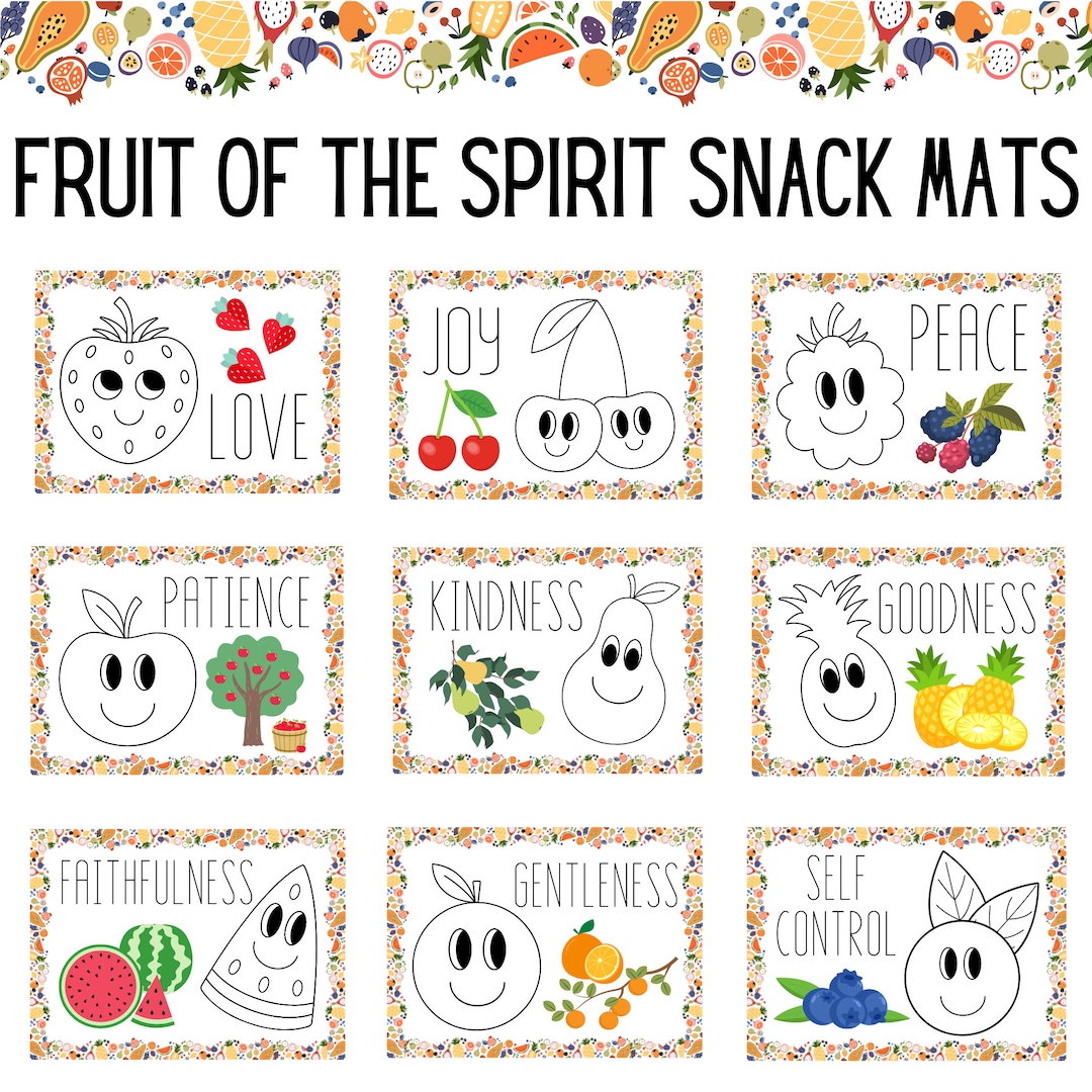 Fruit of the Spirit Snack Mats, Printable Placemats for Picky Eaters ...