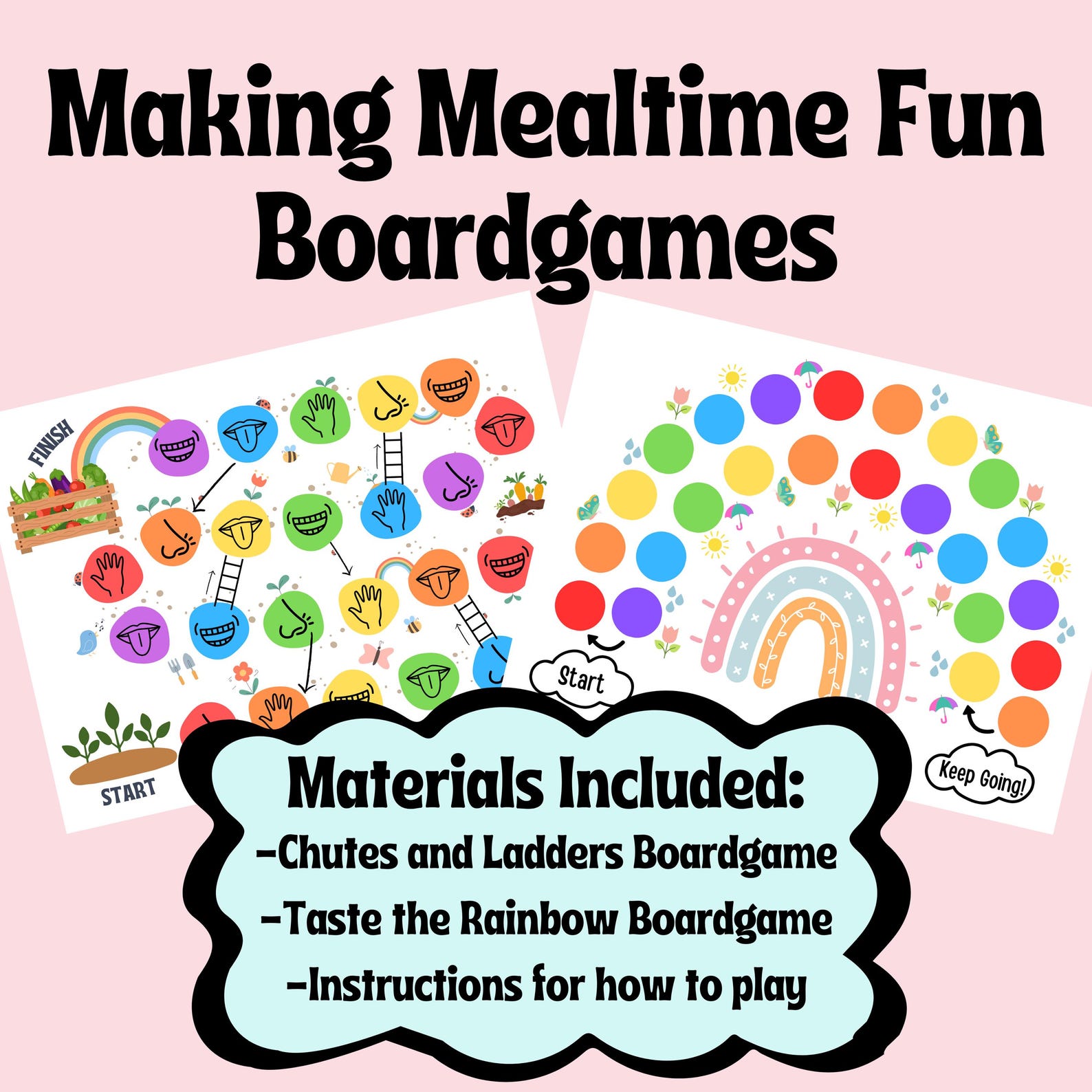 Making Mealtime Fun Boardgames - Chutes and Ladders, Taste the Rainbow ...