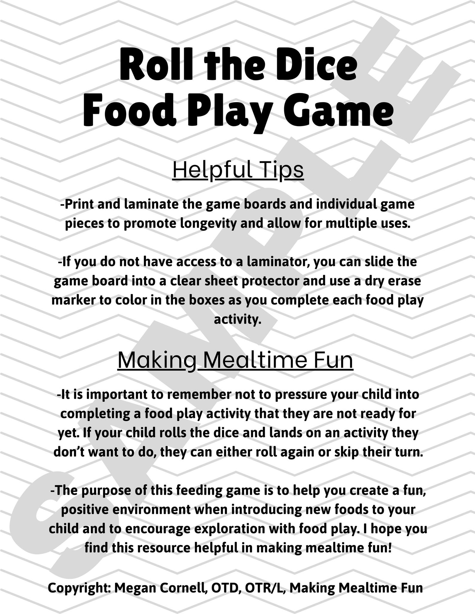 Roll the Dice Food Play Games: Making Mealtime Fun for Picky Eaters ...