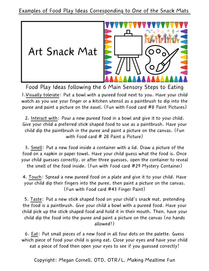 Kids Favorites Snack Mats, Printable Placemats for Picky Eaters, Making ...