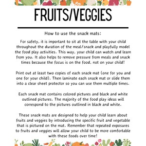 Fruits & Veggies Snack Mats: Fun Food Play Placemats (digital Download ...