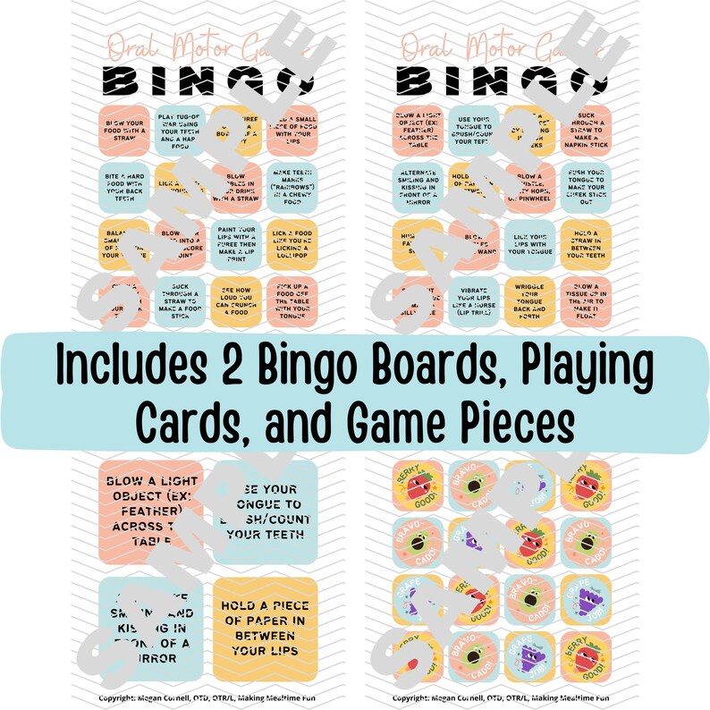 Oral Motor Games Bundle - Game Dice, Bingo Boards, Spinners - Making ...