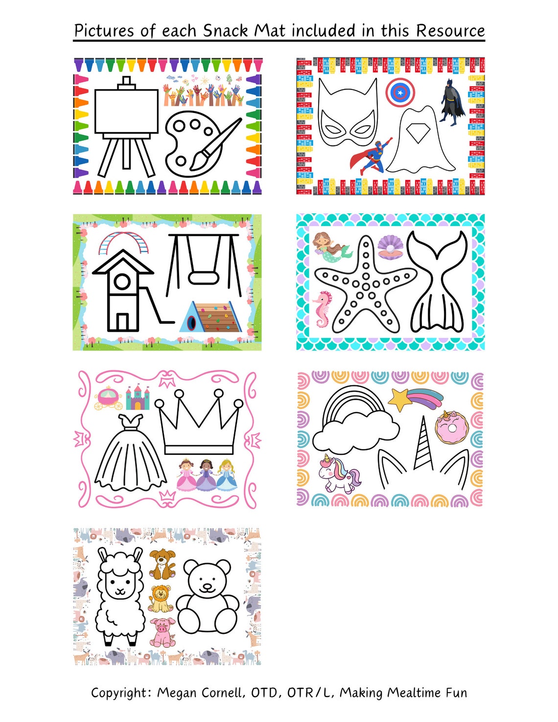 Kids Favorites Snack Mats, Printable Placemats for Picky Eaters, Making ...