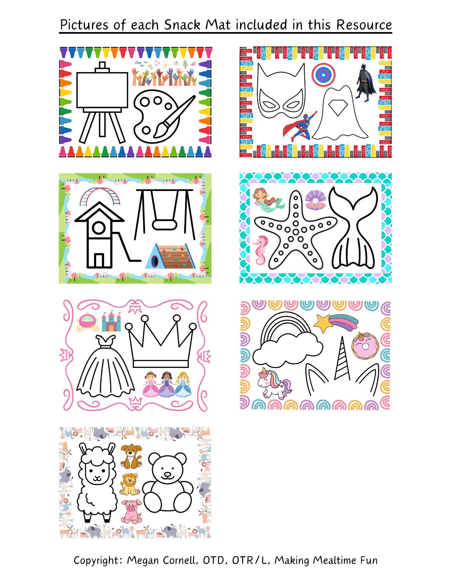 Kids Favorites Snack Mats, Printable Placemats for Picky Eaters, Making ...