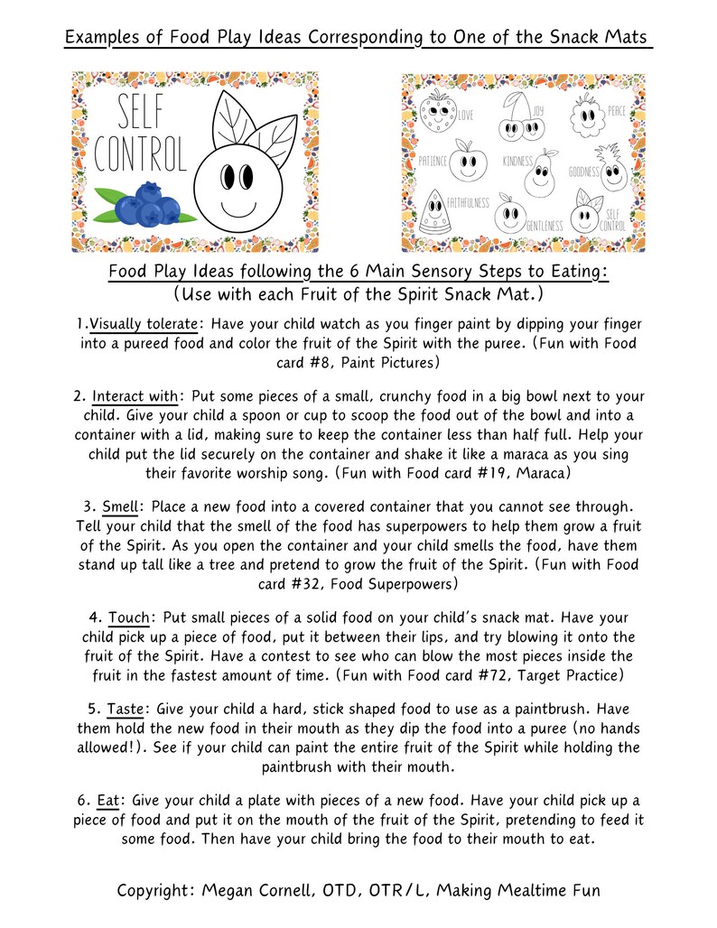 Fruit of the Spirit Snack Mats, Printable Placemats for Picky Eaters ...