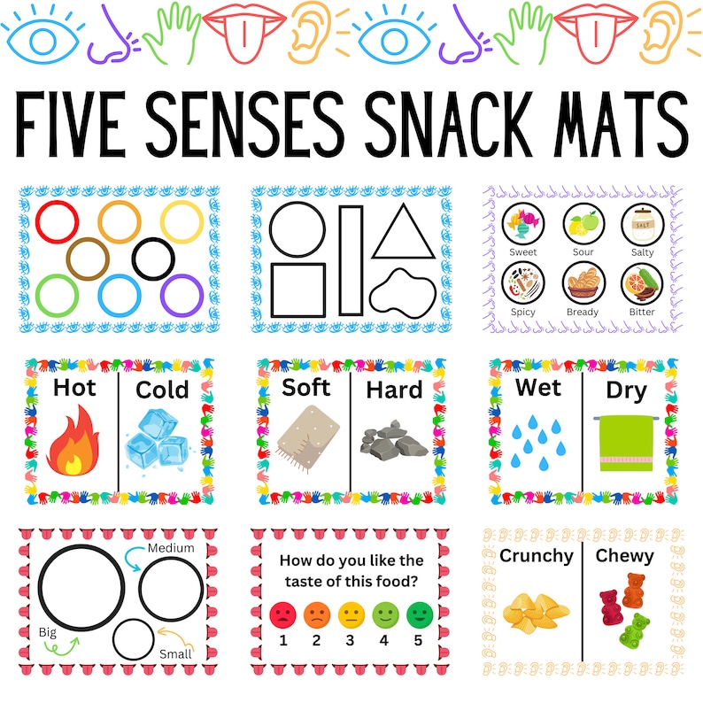 Five Senses Snack Mats: Fun Mealtime Placemats (printable) - Etsy