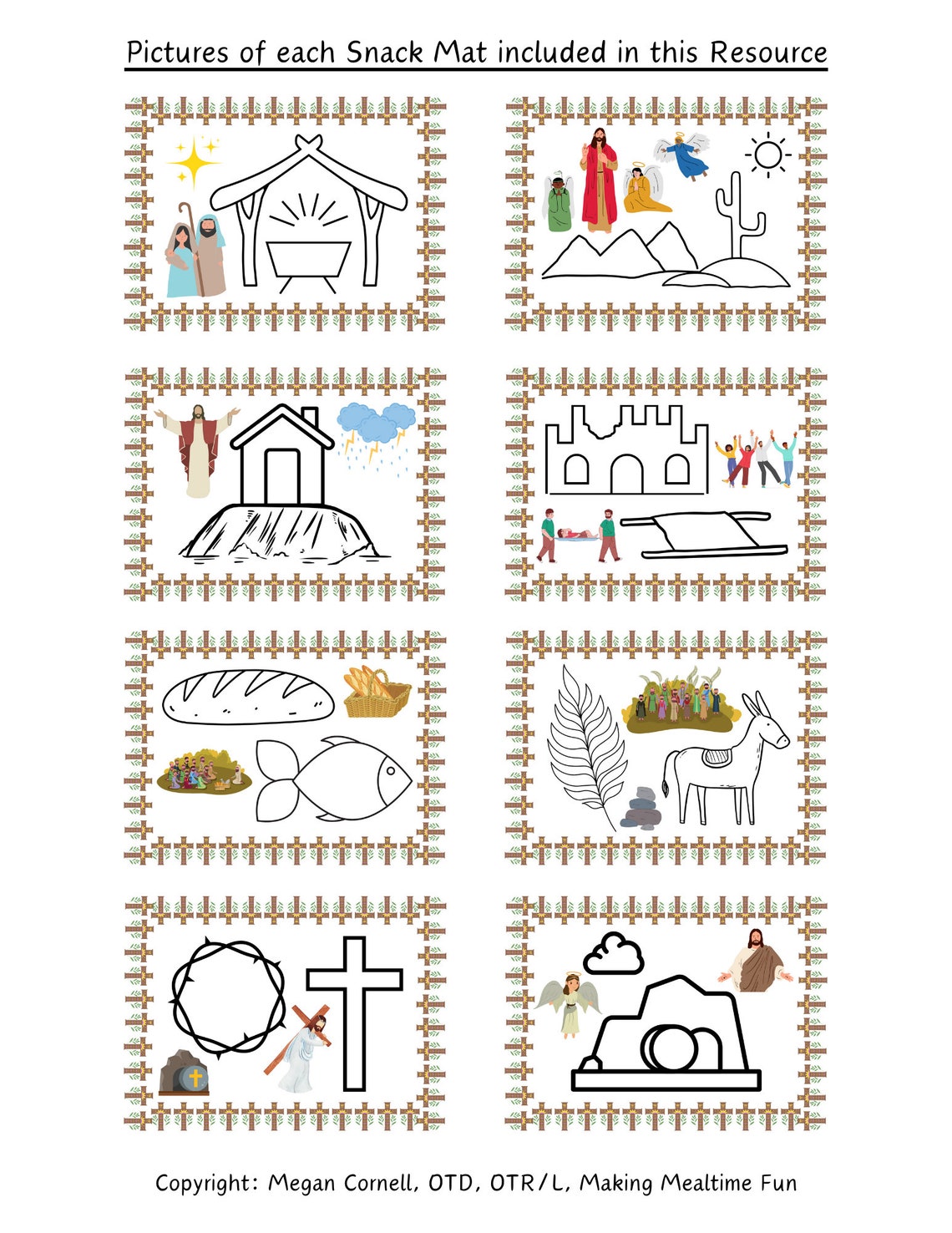 10 Bible Stories Snack Mats, Printable Placemats for Picky Eaters ...