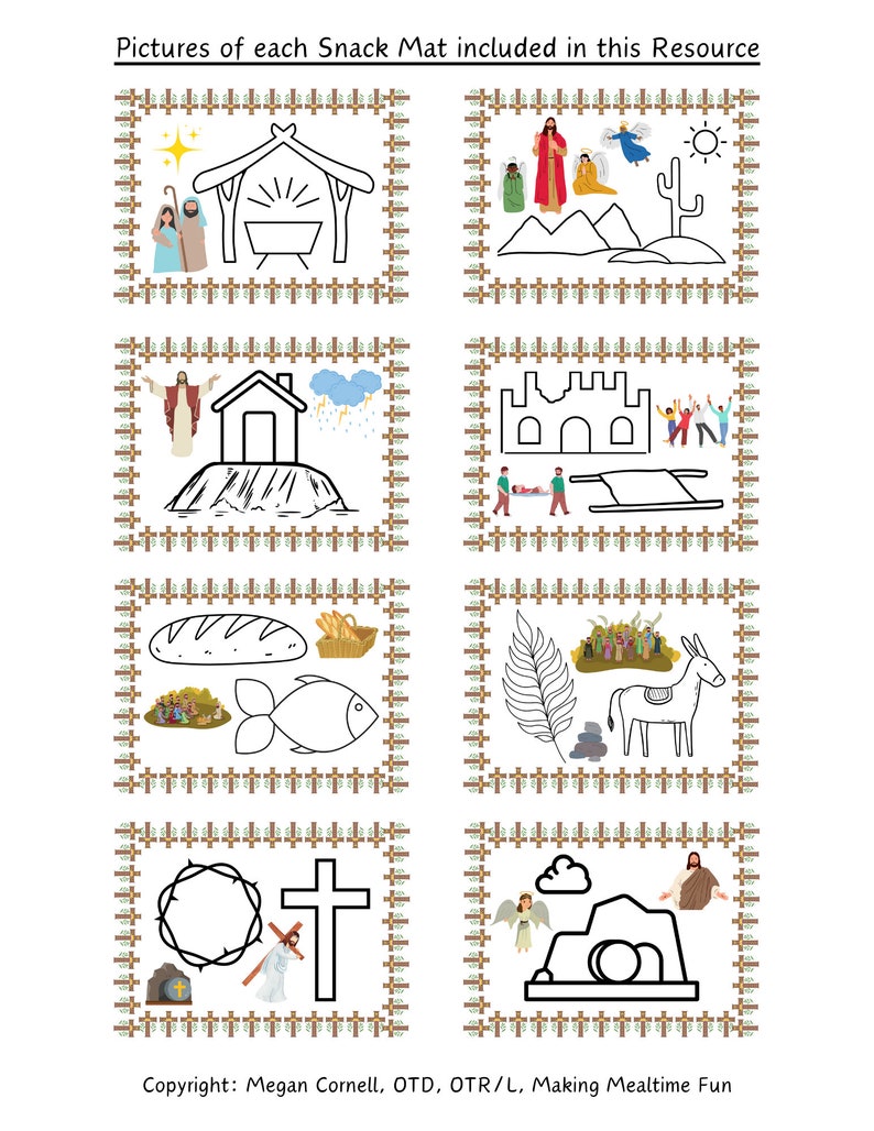 10 Bible Stories Snack Mats, Printable Placemats for Picky Eaters ...