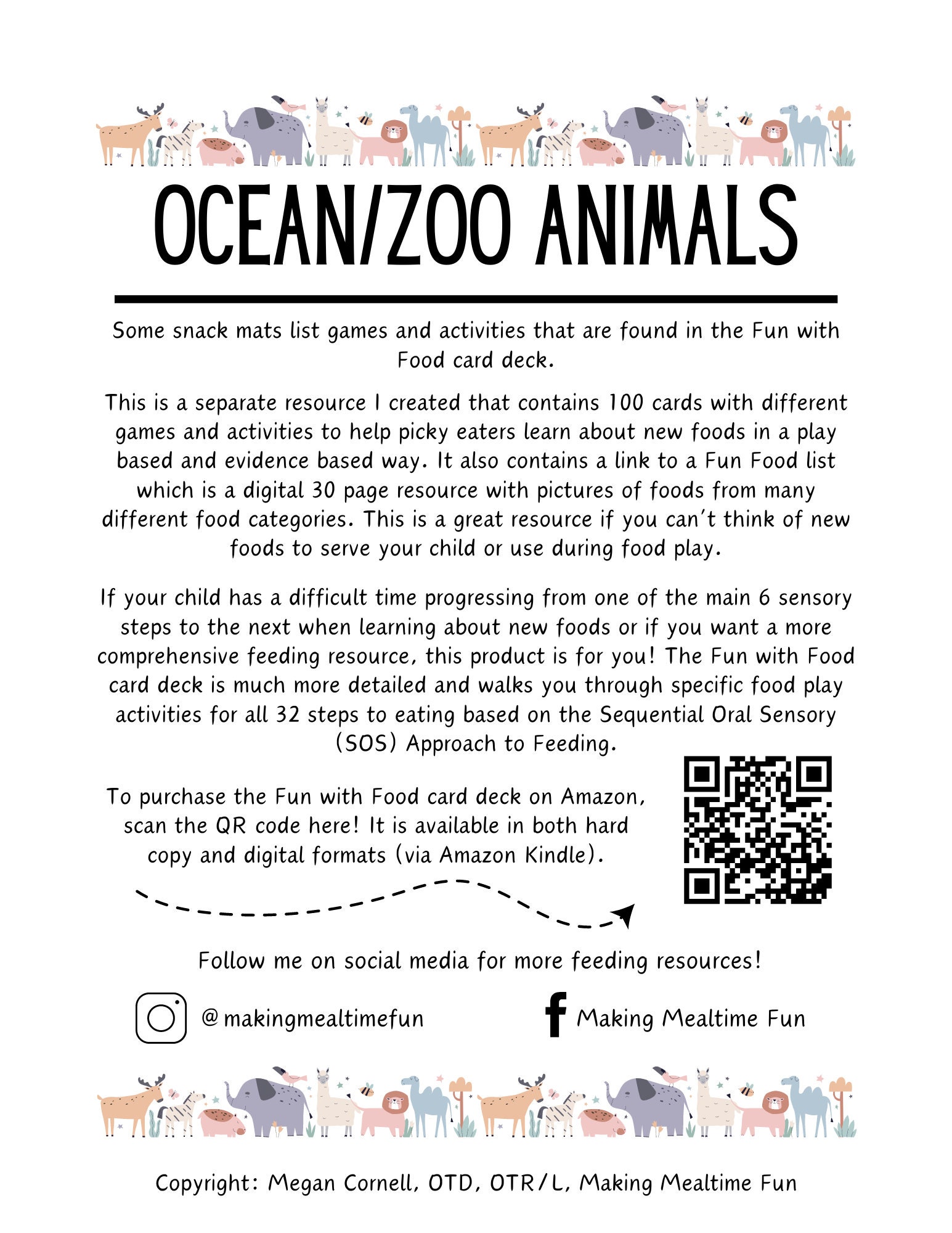 Ocean/zoo Animals Snack Mats, Printable Placemats for Picky Eaters ...