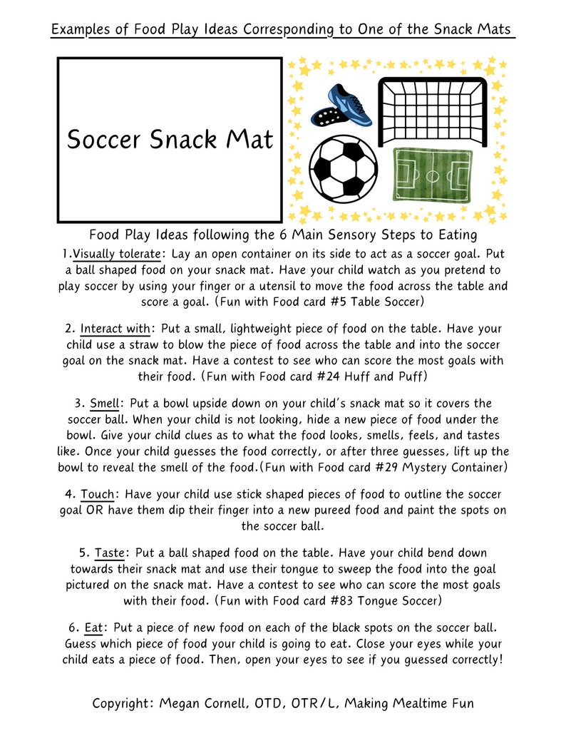 Sports Snack Mats, Printable Placemats for Picky Eaters, Making ...