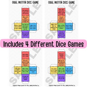 Oral Motor Games Bundle - Game Dice, Bingo Boards, Spinners - Making ...