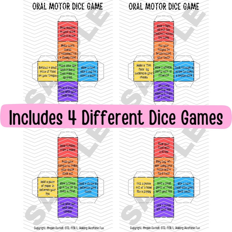 Oral Motor Games Bundle - Game Dice, Bingo Boards, Spinners - Making ...