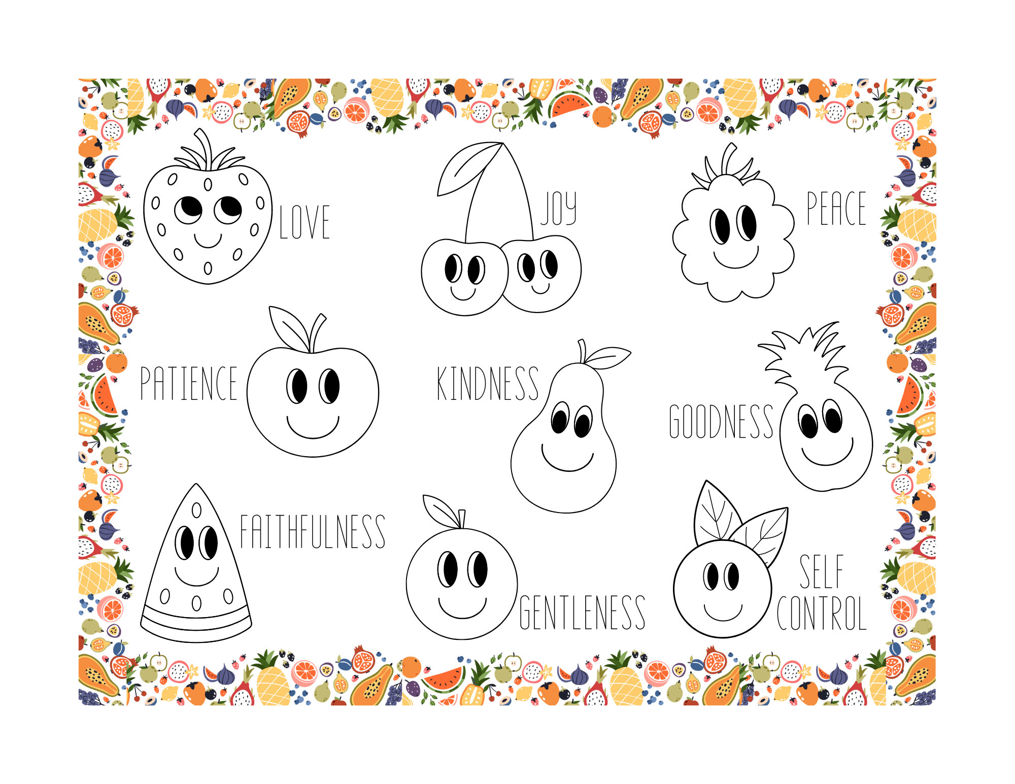 Fruit of the Spirit Snack Mats, Printable Placemats for Picky Eaters ...