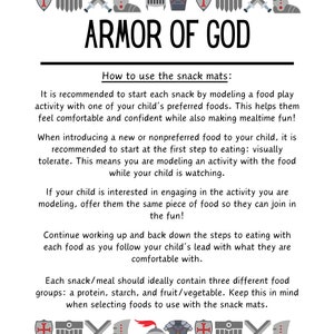 Armor of God Snack Mats, Printable Placemats for Picky Eaters, Making ...