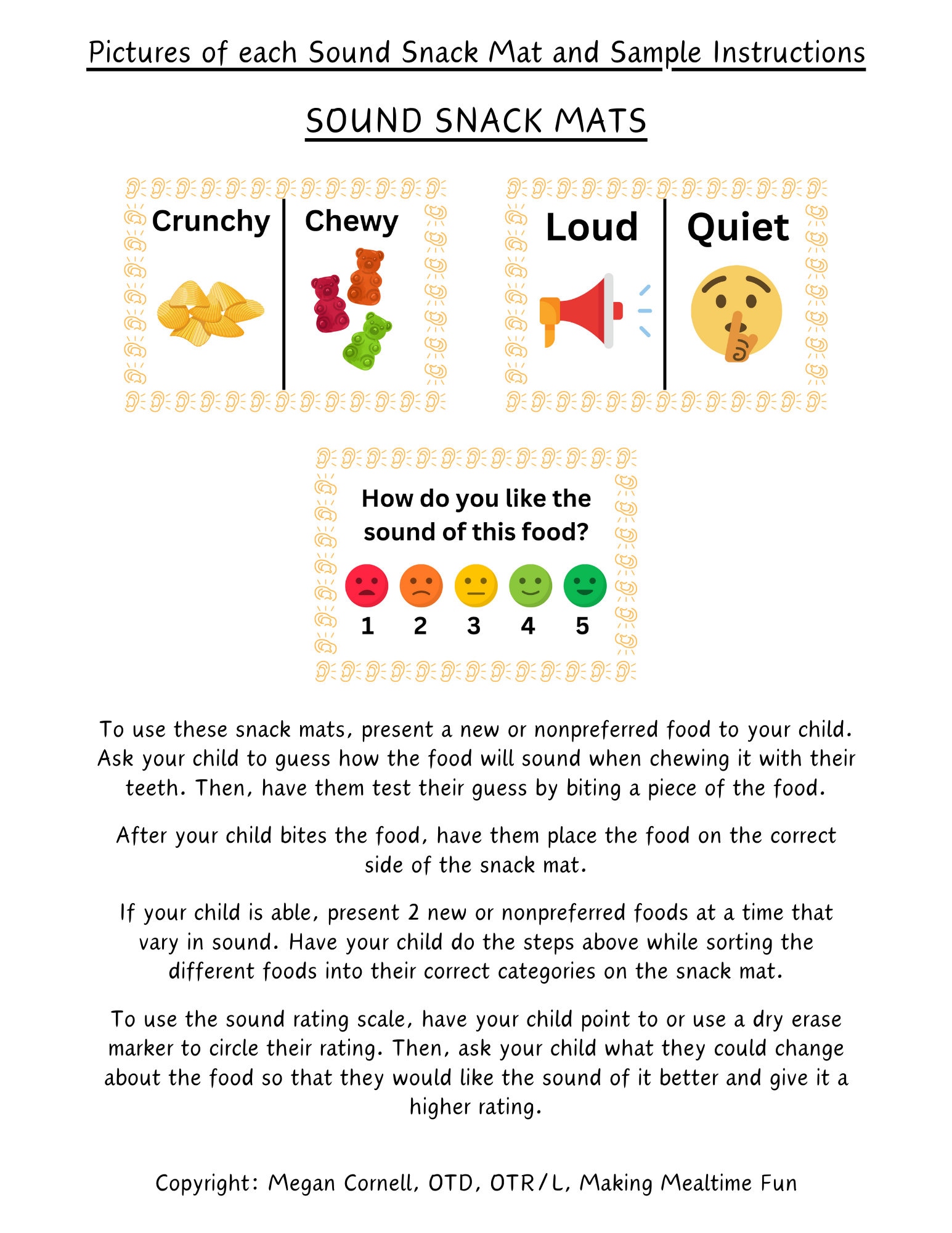 Five Senses Snack Mats: Fun Mealtime Placemats (printable) - Etsy