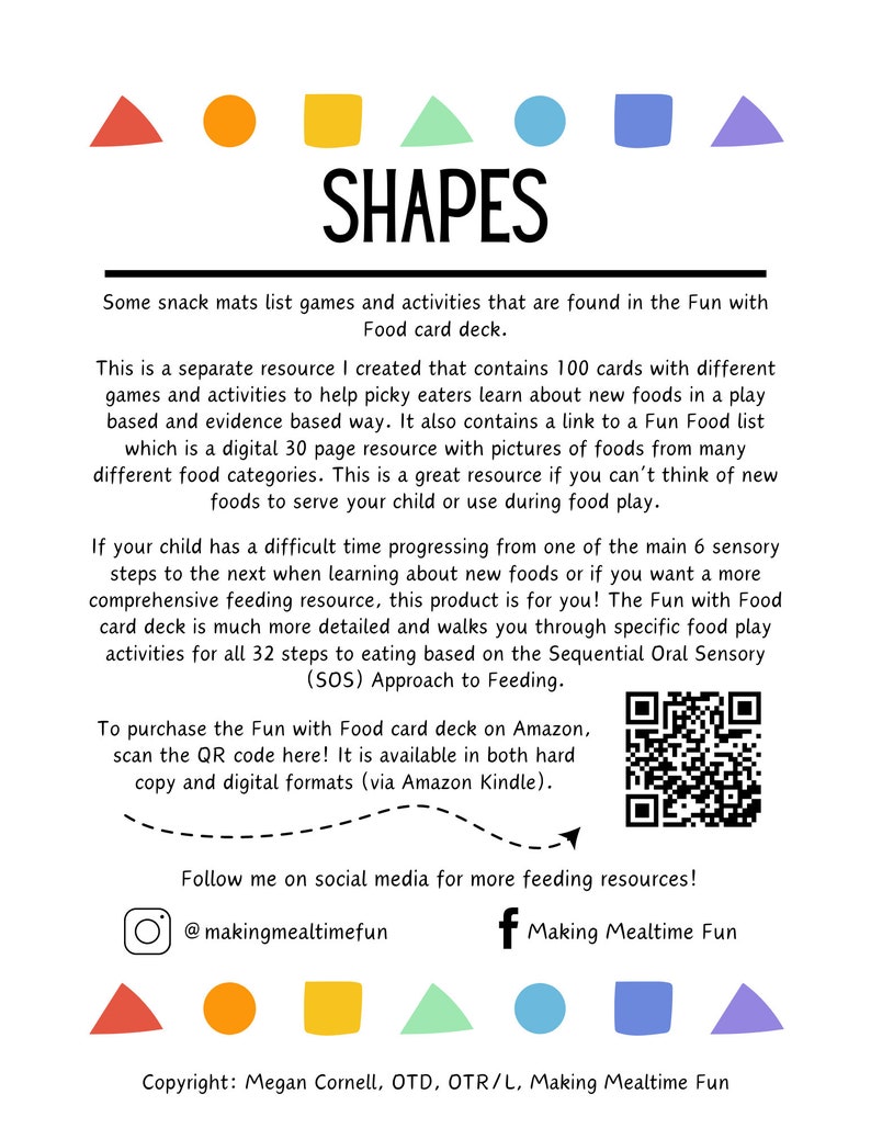 Shapes Snack Mats: Fun Food Play Placemats (digital Download) - Etsy