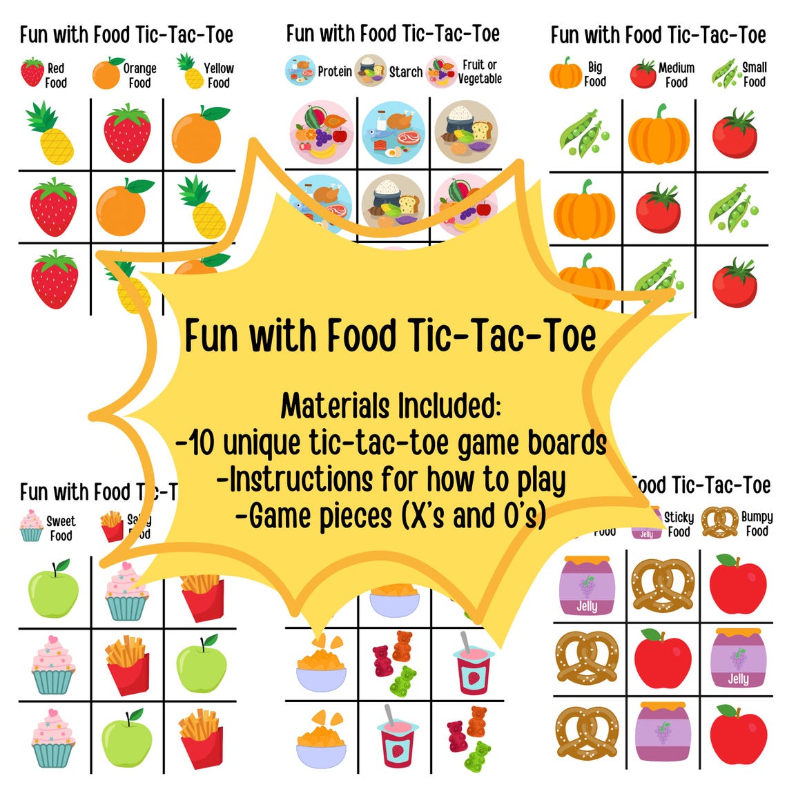 Fun With Food Tic-tac-toe Boardgame - Making Mealtime Fun for Picky ...