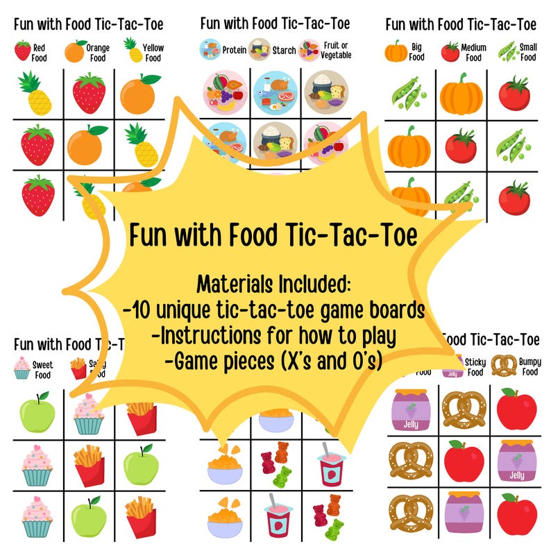 Fun With Food Tic-tac-toe Boardgame - Making Mealtime Fun for Picky ...