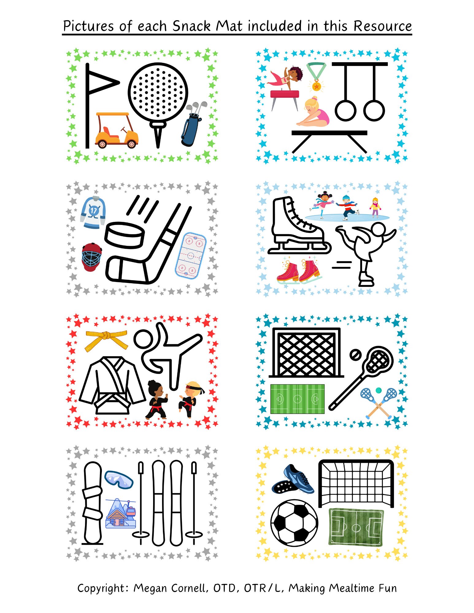 Sports Snack Mats, Printable Placemats for Picky Eaters, Making ...
