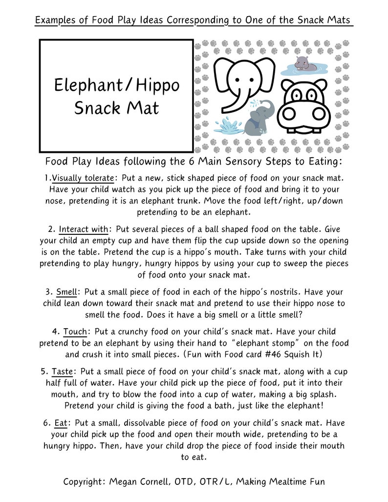 Ocean/zoo Animals Snack Mats, Printable Placemats for Picky Eaters ...