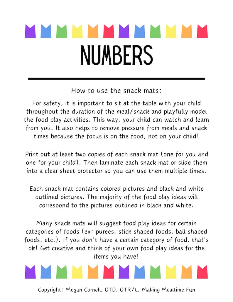 Numbers Snack Mats: Fun Food Play Placemats (digital Download) - Etsy