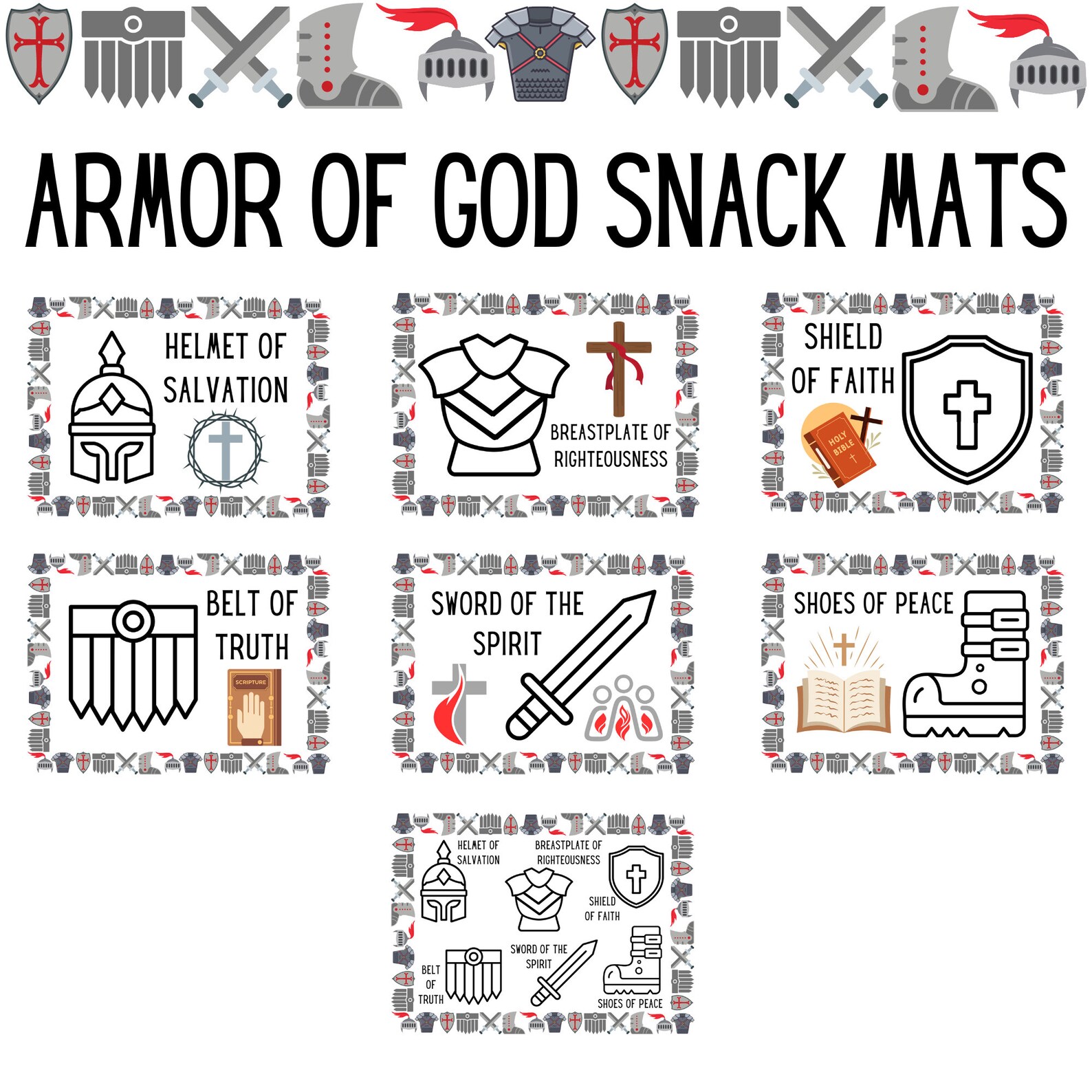 Armor of God Snack Mats, Printable Placemats for Picky Eaters, Making ...