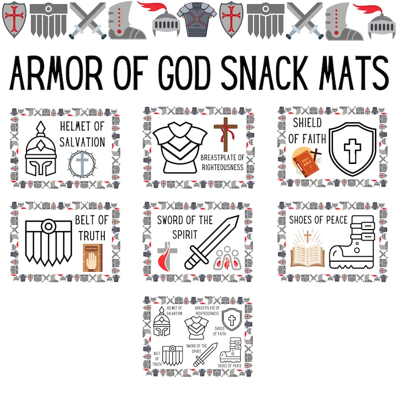 Armor of God Snack Mats, Printable Placemats for Picky Eaters, Making ...