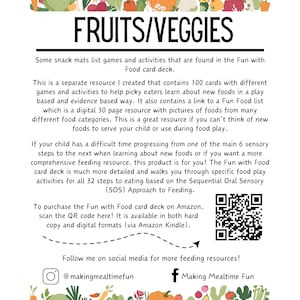 Fruits & Veggies Snack Mats: Fun Food Play Placemats (digital Download ...