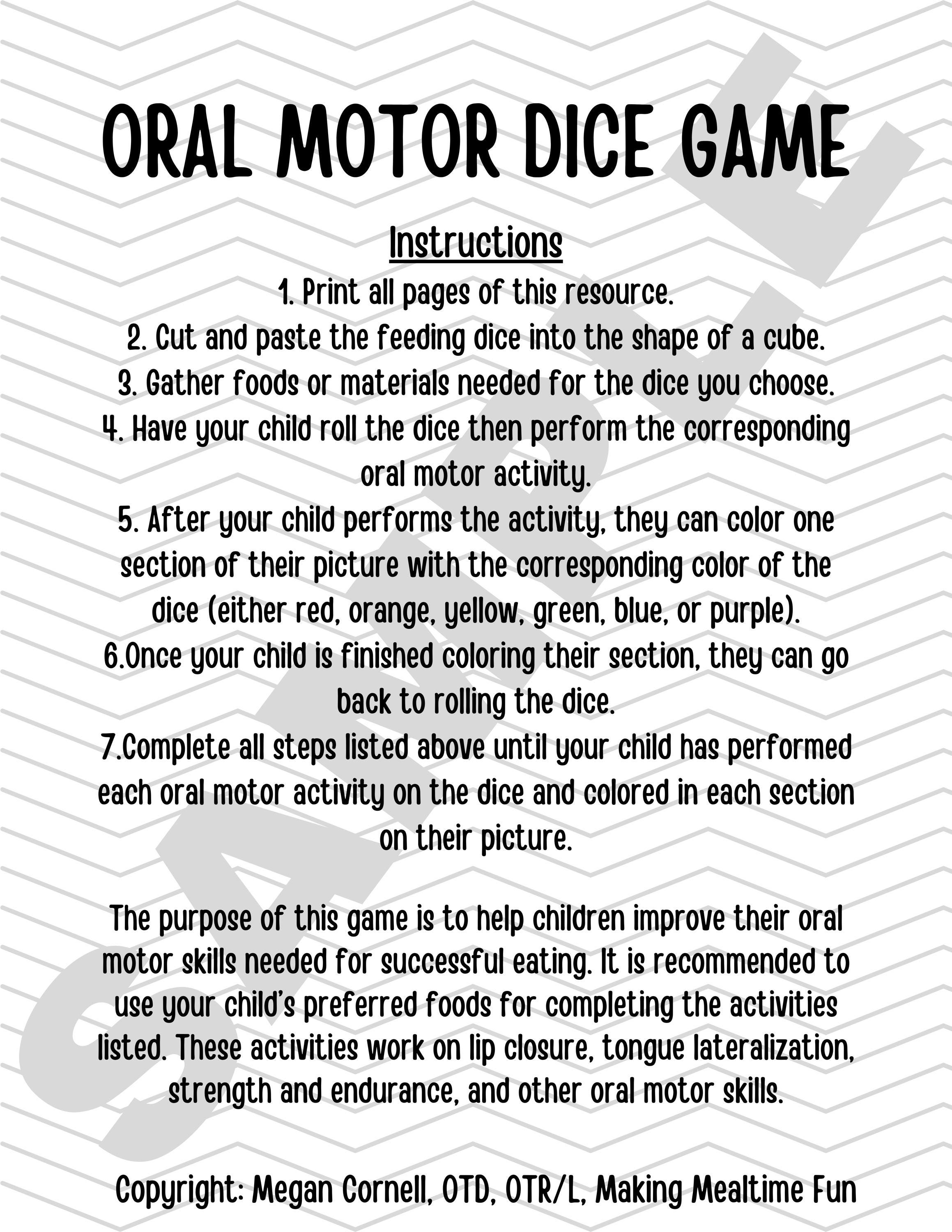 Oral Motor Games Bundle: Feeding Therapy Dice, Bingo, Spinners (digital ...