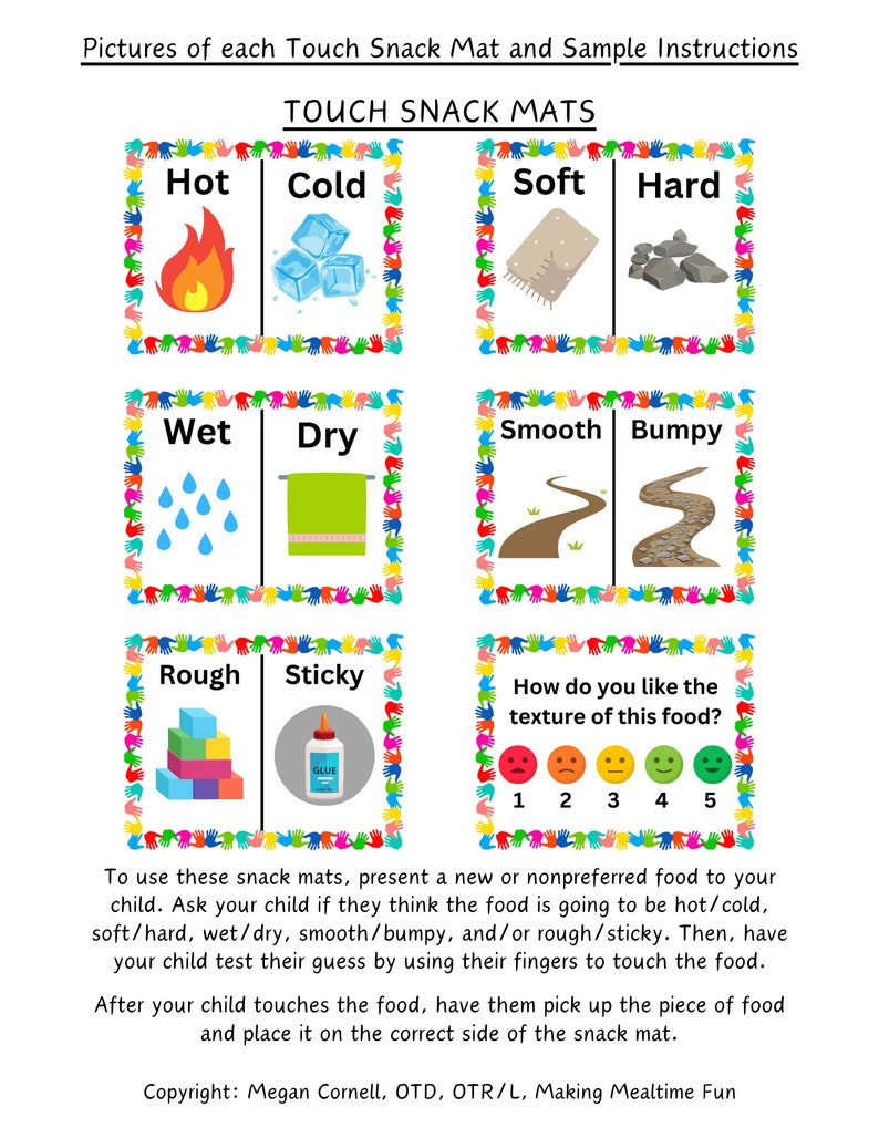 Five Senses Snack Mats, Printable Placemats for Picky Eaters, Making ...