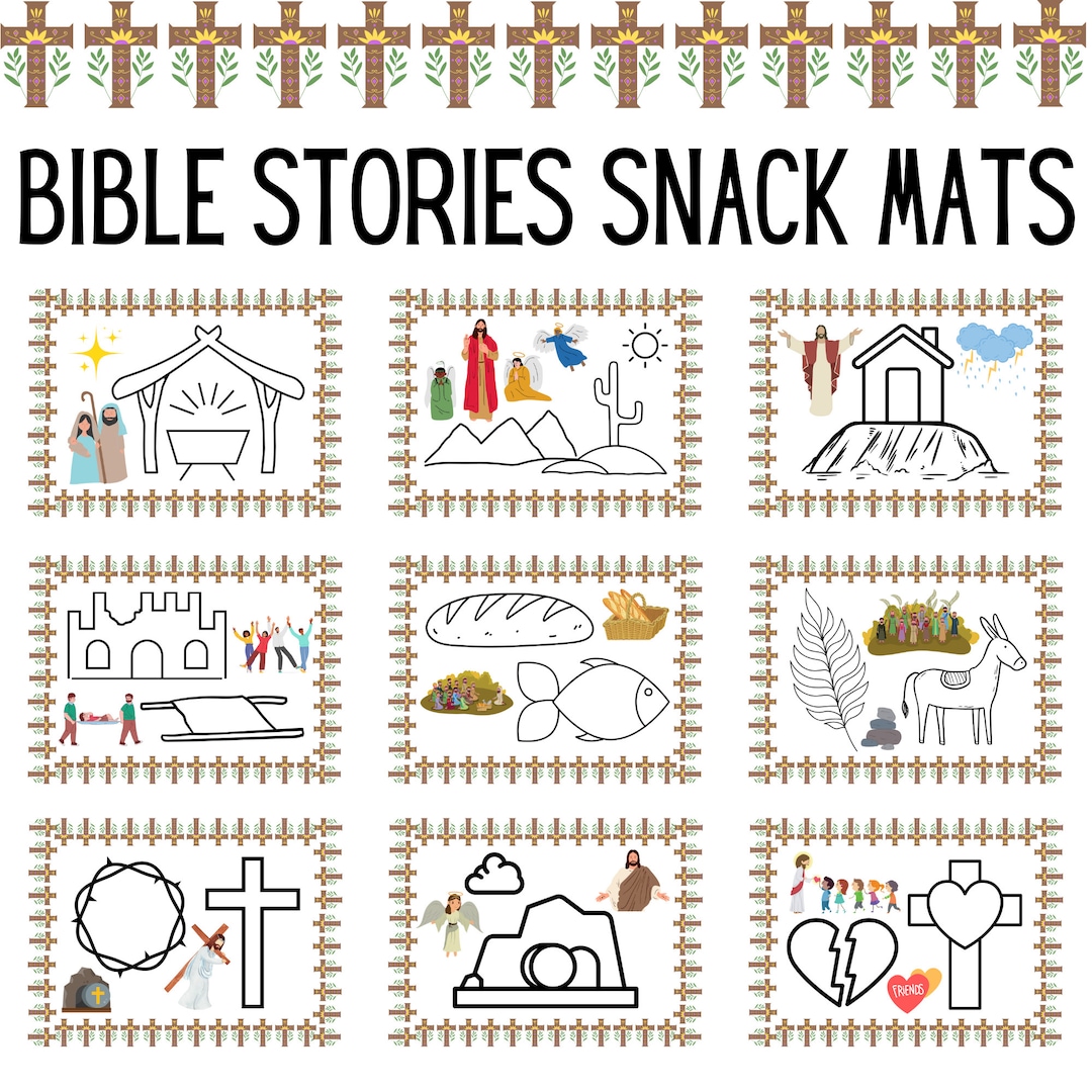 10 Bible Stories Snack Mats, Printable Placemats for Picky Eaters ...