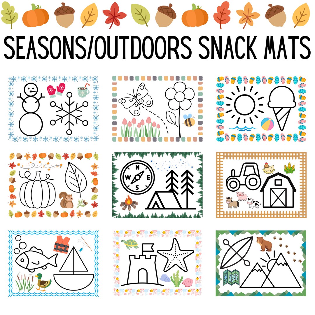 Seasons/outdoors Snack Mats, Printable Placemats for Picky Eaters ...
