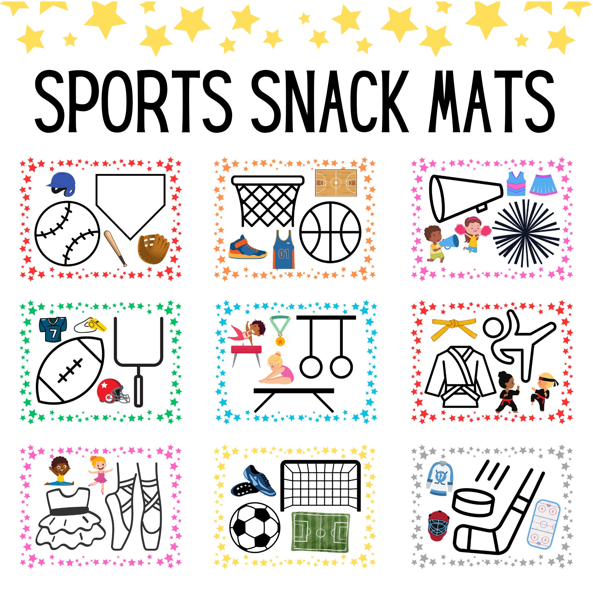 Sports Snack Mats, Printable Placemats for Picky Eaters, Making ...